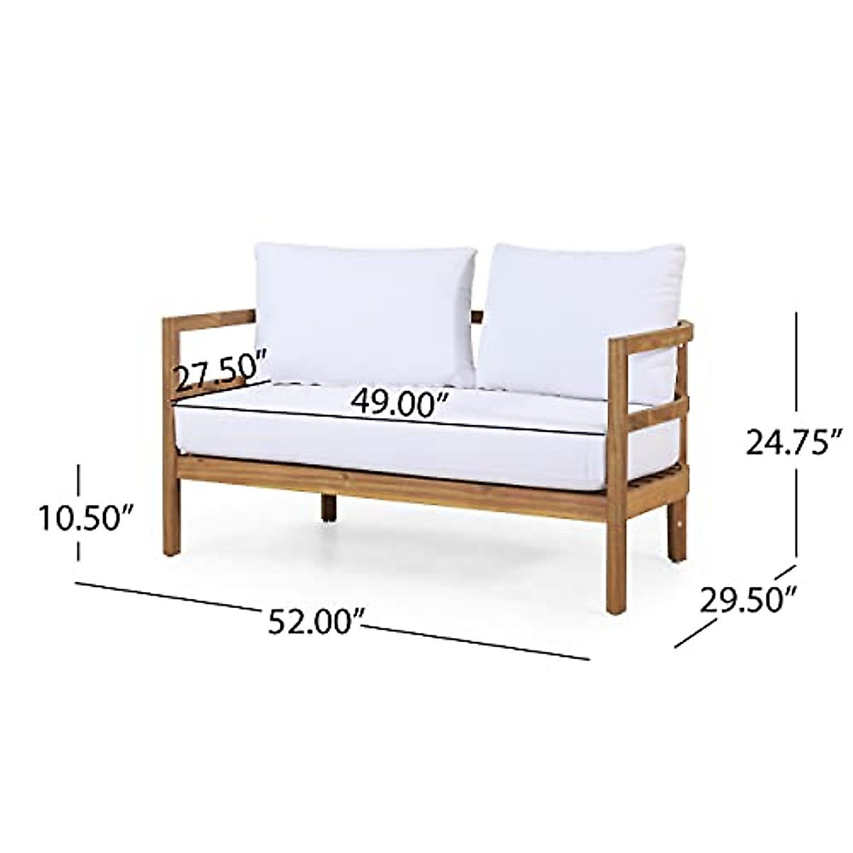Christopher Knight Home Ellendale Loveseat and Coffee Table Set, White + Teak