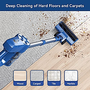 UMLo Cordless Vacuum Cleaner, 6-in-1 Lightweight Stick Vacuum with 2200 mAh Battery, Powerful Rechargeable Vacuum Cleaner, 40 Mins Max Runtime, Perfect for Hardwood Floor Carpet Pet Hair Home-N3S