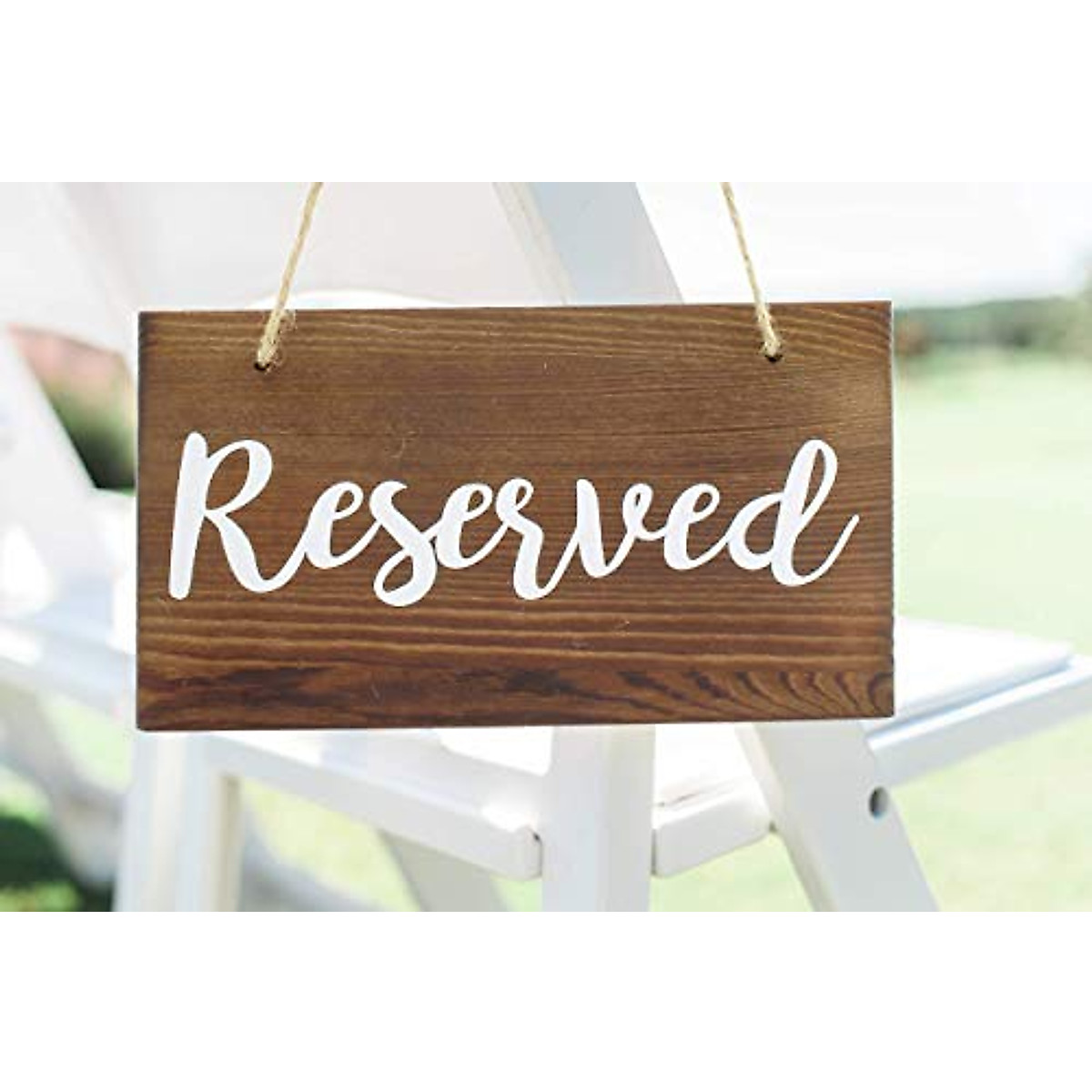 Darware Hanging Wooden Reserved Signs (6-Pack); Rustic Style Wood Signs for Weddings, Special Events, and Functions to Hang on Chairs, in Doorways