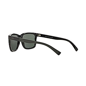 A|X ARMANI EXCHANGE Men's AX4045S Rectangular Sunglasses, Shiny Black/Green, 56 mm