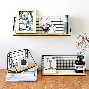 DDXY Floating Shelves Wall Mounted Rustic Wood Storage Set,Wall Shelf Hanging Brackets for Living Room, Office, Bedroom, Bathroom(3-Pack)