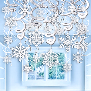 40pcs Snowflake Swirls Decoration, Konsait Merry Christmas Snowflake Hanging Swirls Garland Foil Ceiling Ornaments for Xmas Winter Wonderland Holiday Party Decor Supplies,Already Assembled