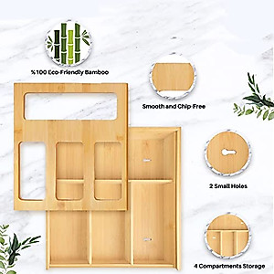 Ziplock Bag Storage Organizer, Bamboo Food Storage Bag Organizer for Kitchen Drawer Compatible with Gallon, Quart, Sandwich and Snack Variety Size Bag