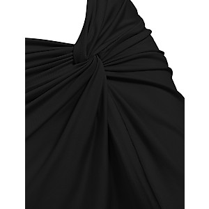 ZAFUL Women’s 2 Pieces Skirt with Crop Tank, High-Slit Twist Skirt Set Bodycon Dress for Party Club Nightout Cocktail (aa-Black, Large)