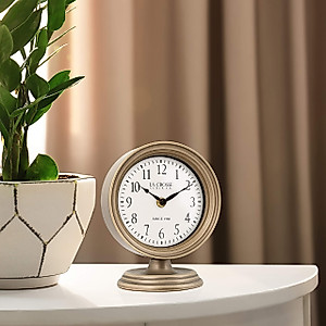La Crosse 404-3229A 7-Inch Mabel Metal Table Top Quartz Clock, Bronze