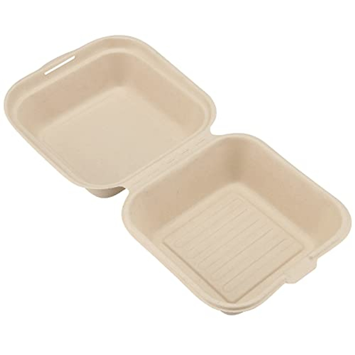 MOUYAT 100 Pack 6x6 Inch Clamshell Take out Food Containers, Single Compartment To Go Hamburger Box with Hinged Lid, Take Home containers for Kitchens, Parties, Restaurants, Food Trucks, Brown