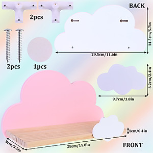 Cloud Shelves for Children’s Nursery Or Bedroom - Kids Nursery Room Shelves,Floating Bedroom Baby Book Shelf Storage Shelf, Cloud Floating Wooden Shelf Wall Decoration（Pink）