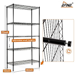 EFINE 2-Pack 5-Shelf Shelving Unit with Shelf Liners Set of 5, Adjustable Storage Rack, Steel Wire Shelves, Shelving Units and Storage for Kitchen and Garage (35.5W X 15.8D X 71H)