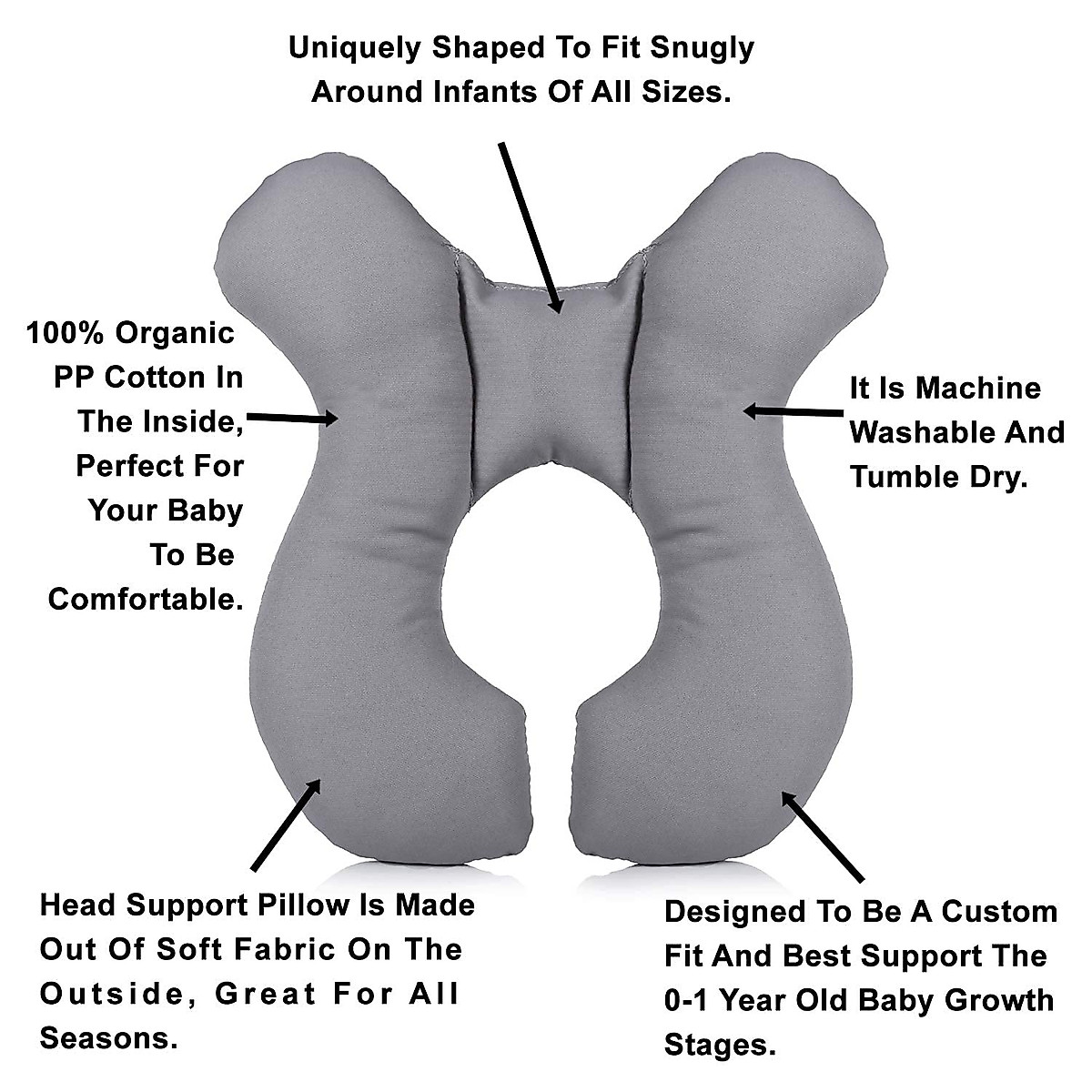Lebogner Baby Head Support Pillow & Car Seat Strap Covers