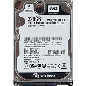 Western Digital WD Scorpio 320GB 16MB 7200rpm Black, WD3200BEKX (Black) (Renewed)