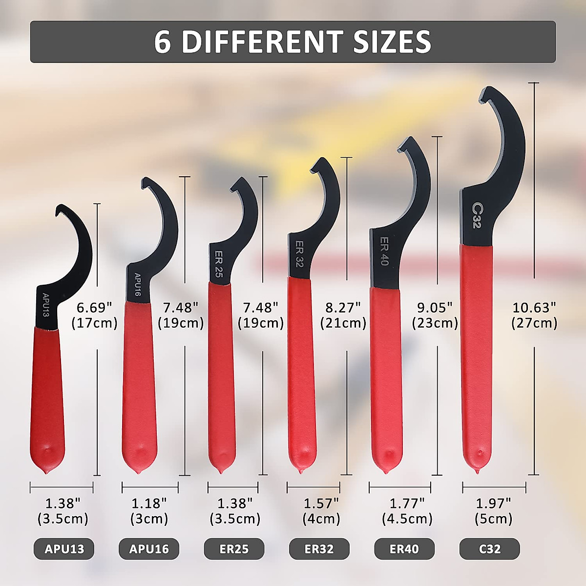 LynTorin 6pcs Coilover Adjustable Steel Spanners Wrench Hook Tool For Suspension System and Shock Adjustments