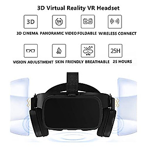 DOHV Virtual Reality Z6 Casque Helmet 3D VR Glasses Virtual Reality Bluetooth Headset for Smartphone Smart Phone Goggles Viar Binoculars (Color : with White 032)