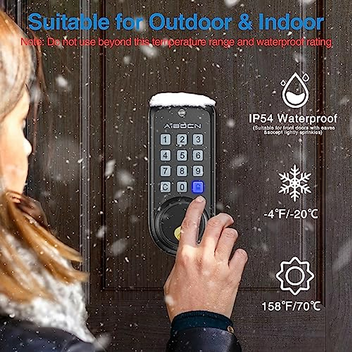 Aibocn Door Lock with keypad, Electronic Keypad Deadbolt, Keyless Entry Door Lock with Auto-Lock, Anti-Peeping Password, Easy to Install and Program, Smart Lock for Home Bedroom Garage