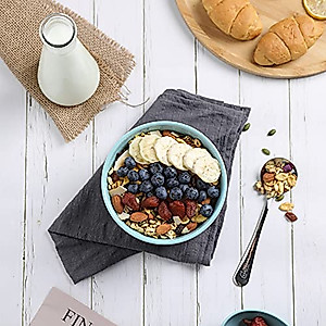 Vasa Casa Ultra-Deep 30 Ounces Soup Bowls, Large Cereal Bowls, Ceramic Serving Bowls Set for Kitchen, Rice, Pasta, Salad, Oatmeal and Noodle, Dishwasher & Microwave Safe, Set of 4, Turquoise