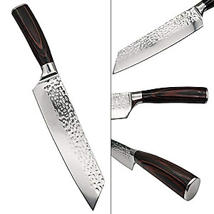 Kitory Kiritsuke Chef Knife 8" Japanese Knife for Smoothly cutting Multi-Use Kitchen Knife for Cutting Meat and Vegetables - Ergonomic PakkaWood Handle - Exquisite Hammered Finish Non-Slip Texture