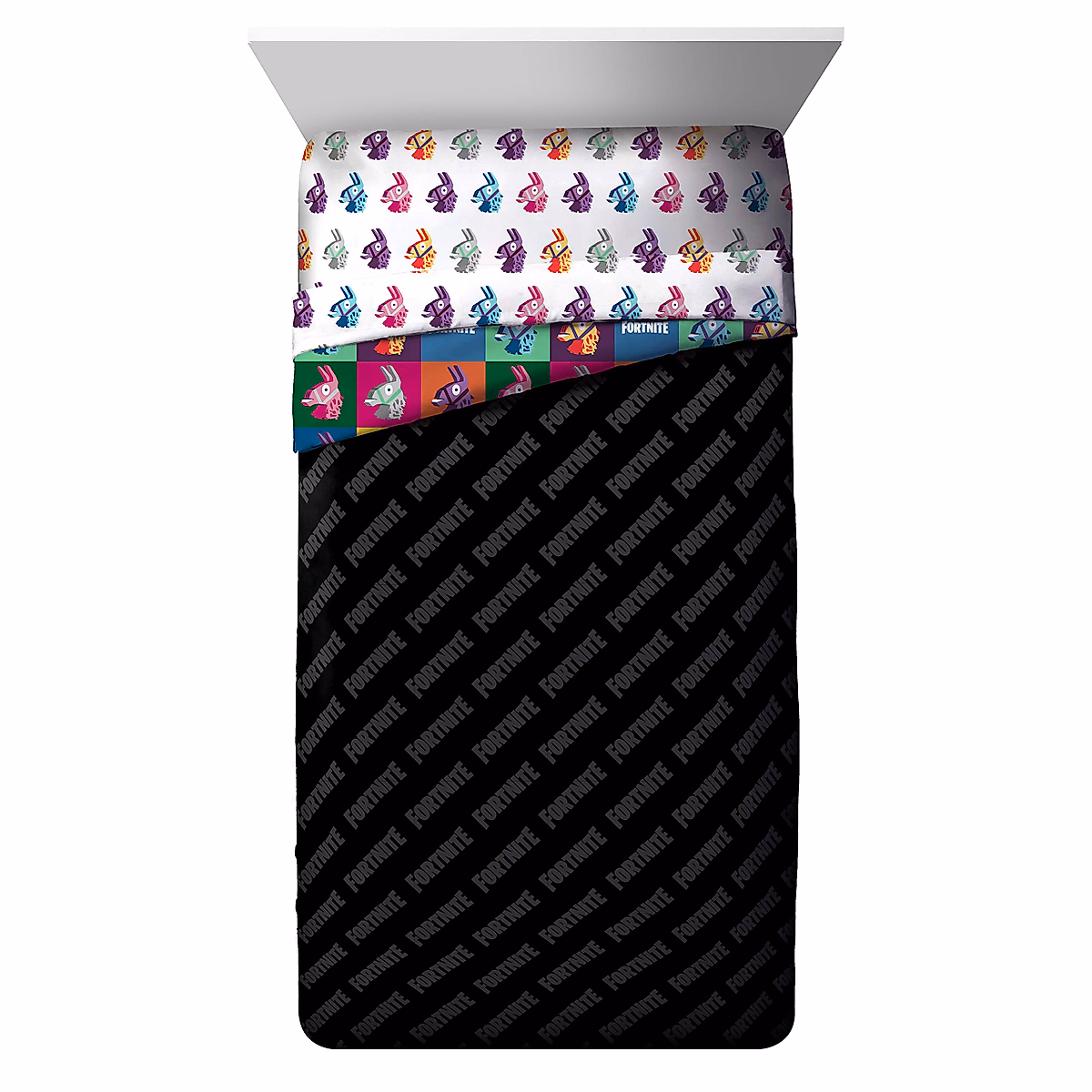 Jay Franco Fortnite Llama Warhol 5 Piece Full Bed Set - Includes Reversible Comforter & Sheet Set Bedding - Super Soft Fade Resistant Microfiber (Official Fortnite Product)