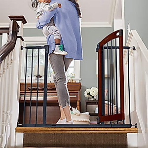 Summer Essex Craft Safety Baby Gate, Solid Wood Cherry Stain Arched Doorway and Charcoal Gray Metal Frame – 30” Tall, Fits Openings up to 28” to 42” Wide, Baby and Pet Gate for Doorways and Stairways