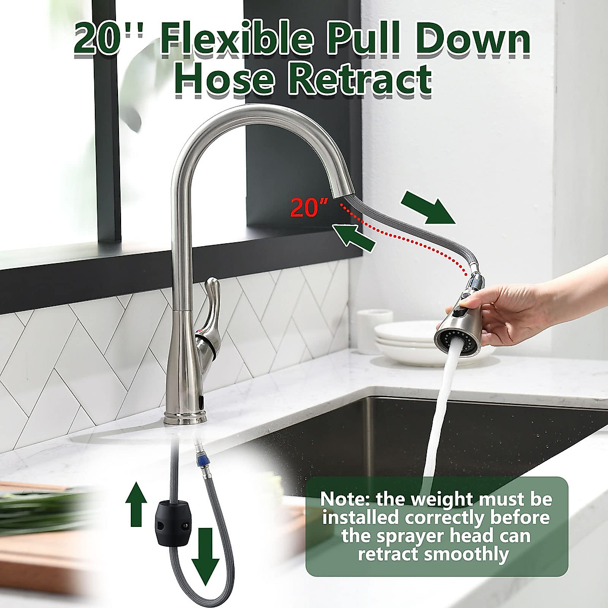 APPASO Touchless Kitchen Faucet Brushed Nickel with Pull Down Sprayer, Motion Sensor Activated Hands-Free Kitchen Faucet, Single Handle Smart Kitchen Sink Faucet