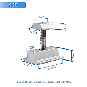 Solar Panel Clamps Panel with Hex Socket Head Cap Bolts Spring Washer and Slider Nut Solar Mid Clamp for Solar Panel Mounting,4 Sets