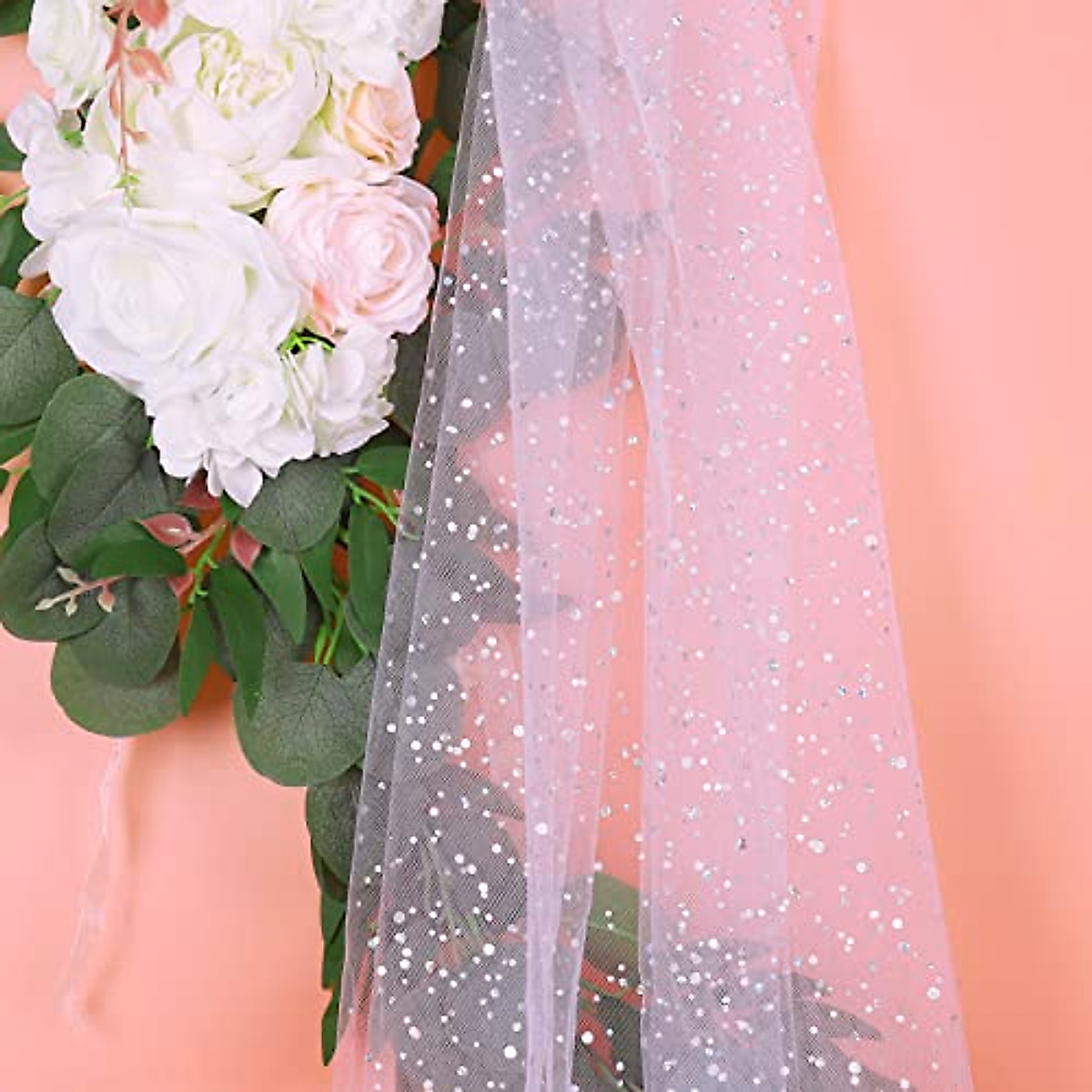 SHAYUAN 54" by 10 Yards Glitter Tulle Fabric Rolls for Wedding Birthday Party Baby Shower Decoration Tutu Tulle Bolt Ribbons DIY Sewing Crafts - White