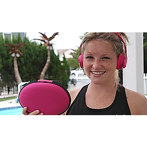 CASEBUDi Oval Hard Shell Headphone Carrying Case | Travel Pouch Protection Compatible with Foldable Headphones | Pink Ballistic Nylon