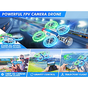 HASAKEE Drone with Camera 1080P HD FPV for Kids and Adults,Hobby RC Quadccopter for Beginners with Bright LED Light,Propeller Full Protect,2PCS Batteries,Kids Toy Easy to Play,M1S Drone