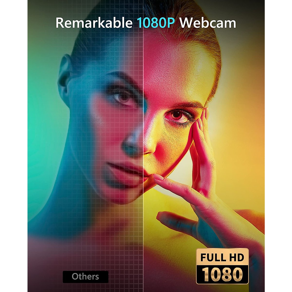 NBPOWER 1080P 60FPS Streaming Camera Webcam with Microphone and Fill RGB Light,Autofocus,Work with Laptop/Desktop Computer/Winsdows/Mac OS/PC Computer for Camera