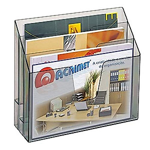 Acrimet Horizontal Triple File Folder Holder Organizer (Smoke Color)