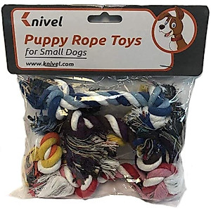 Puppy Rope Toys for Small Dogs - Puppy Teething Toys - Knots Dog Toy for Smart Newborn Pet and High Active Puppies - Doggy Mini Dental Pack of 4
