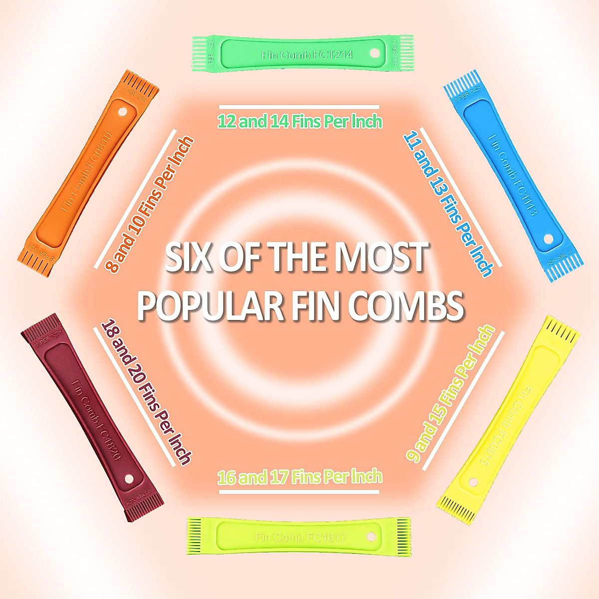 Cenipar 2PCS Air Conditioner Condenser Fin Comb Set Include FCR6 Fin Comb and Metal Radiator Fin Comb Compatible with Air Conditioner HVAC Fin Comb Straightener