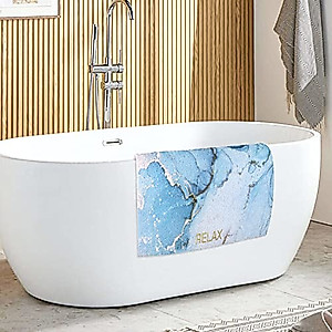 Square Shower Mat Non Slip, 24x24 inch, PVC Loofah Shower Floor Mat with Drain, Soft Comfort Bath Mat Massage Bathtub Mat for Shower, Bathroom, Quick Drying (24”x24”, Relax Waves)