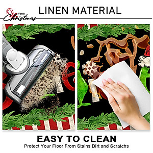 Tailus Christmas Believe Kitchen Rugs Set of 2, Xmas Gifts Stink Stank Stunk Green Kitchen Mats Decor, Red White Stripes Holiday Door Mat Home Decorations - 17x29 and 17x47 Inch