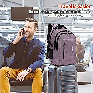 JIELV Travel Laptop Backpack,Laptops Backpack with USB Charging Port,Water Resistant Computer Bag for Men Women Fits 15.6 Inch Laptop and Notebook(Purple)