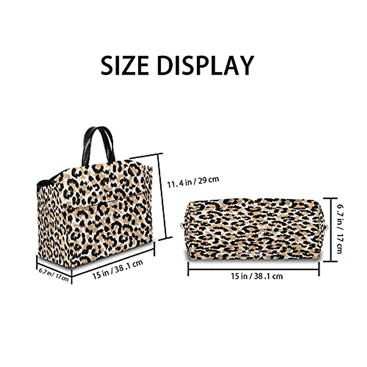 Leopard Print Diaper Bag Tote with Stroller Straps, Animal Texture Large Capacity Baby Stroller Organizer Bag, Multi-Function Nappy Bag Travel Handbag