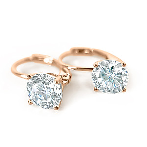 1.0 Ct - 4.0 Ct Lever Back Moissanite Stud Earrings, Round Cut Moissanite Diamond Hoop Earring, 14K Gold Stud Earrings for Women (2 Ct. [6.5mm *2], 14k Rose Gold)