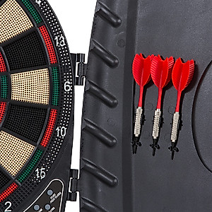 Arachnid Reactor Electronic Dartboard and Cabinet with LCD display, Cricket Scoring Displays, 8-Player Scoring,Black