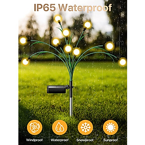 ONTROAD Solar Garden Lights, New Upgraded Leaf Design 20 LED Solar Firefly Lights, Solar Garden Lights Outdoor Waterproof, Firefly Lights Solar Outdoor Decorations for Patio Yard, Warm White (2 Pack)