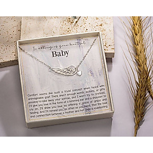 RareLove Miscarriage Gifts for Mothers,925 Sterling Silver Baby Angel Wing Heart Pendant Necklace,Baby Loss Memorial Gifts for Mothers, Bereavement Sympathy Gifts for Loss of Baby