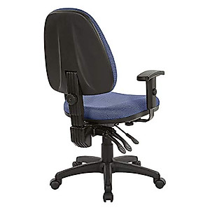 Office Star Ergonomic Dual Function Office Task Chair with Adjustable Padded Back and Built-in Lumbar Support, with Arms, Diamond Blue Galaxy Fabric