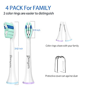 Senyum Toothbrush Replacement Heads for Philips Sonicare Replacement Heads Compatible with Sonicare Replacement Heads, 4 Pack