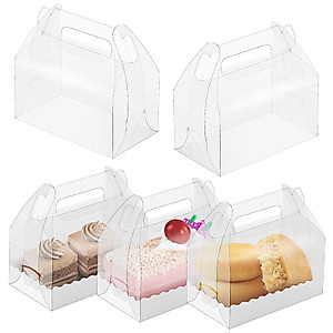 Oomcu 15 Pack Clear Gable Bakery Gift Boxes with Cardboard,Candy Treat Gift Box for Party Pastry Treat Dessert Cookies Birthday Holiday Christmas Valentine Birthday Baby Shower(6.3" x 3.5" x 3.2")