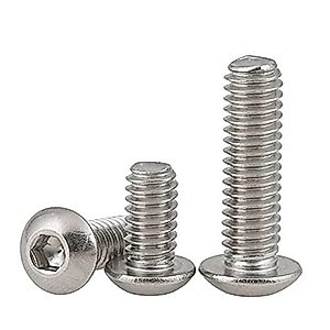 1/4-20 x 1/2" Button Head Socket Cap Bolts Screws, 304 Stainless Steel 18-8, Allen Hex Drive, Bright Finish, Fully Machine Thread（25pcs）