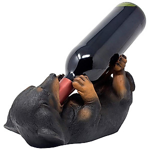 Dachshund Weiner Dog Puppy Wine Bottle Holder Statue with Decorative Tabletop Wine Rack Display Stand for Home Bar Decorations or Canine Kitchen Counter Décor As Whimsical Gifts for Pet Owners