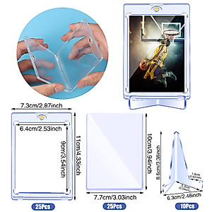 60 Pcs Magnetic Card Holder Set, Baseball Card Protectors Hard Plastic with Acrylic Display Stands, 35Pt Magnet Card Holder for Trading Cards Sports Game Card Display