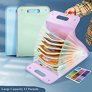 Ailifly A4 Black Polypropylene File Folder, Large Capacity, Tear-Resistant, Waterproof, Double Snap Design, 13 Pockets, 168 White Labels, 1 Pack