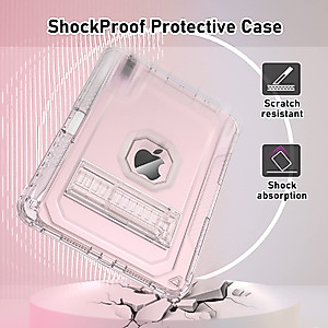ZoneFoker Case for iPad Mini A17 Pro, for iPad Mini 7th/6th Generation Case 8.3 inch 2024/2021 with Pencil Holder/Stand, Slim Cover for i Pad Mini 7/6 (Clear)