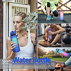 Niggeey 17oz 24oz 32oz Water Bottles, Motivational Water Bottle with Time Marker, Leakproof & BPA Free Tritan Material, Drinking Sports Water Bottle Perfect for Fitness, Gym & School