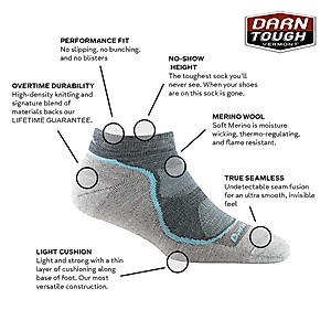 Darn Tough Women's Light Hiker No Show Lightweight Hiking Sock (Style 1986) -