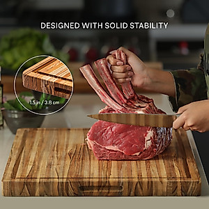 TeakHaus Edge Grain Carving Board w/ Hand Grip + Juice Canal (Rectangle) | 24" x 18" x 1.5"