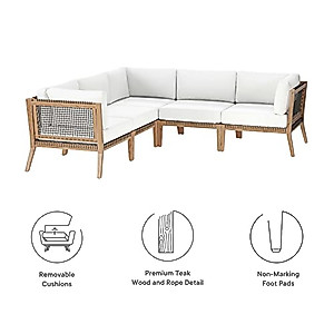 Modway Clearwater Sectional, 5-Piece Set, Gray White